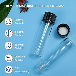 PEKYBIO 20 PCS 4 ML (1 dram) Clear Small Liquid Sample Glass Vials with Screw Caps, 15 mm Diameter x 45 mm Length Leak-Proof Vial, 13-425 Black Screw Cap with PE Liners