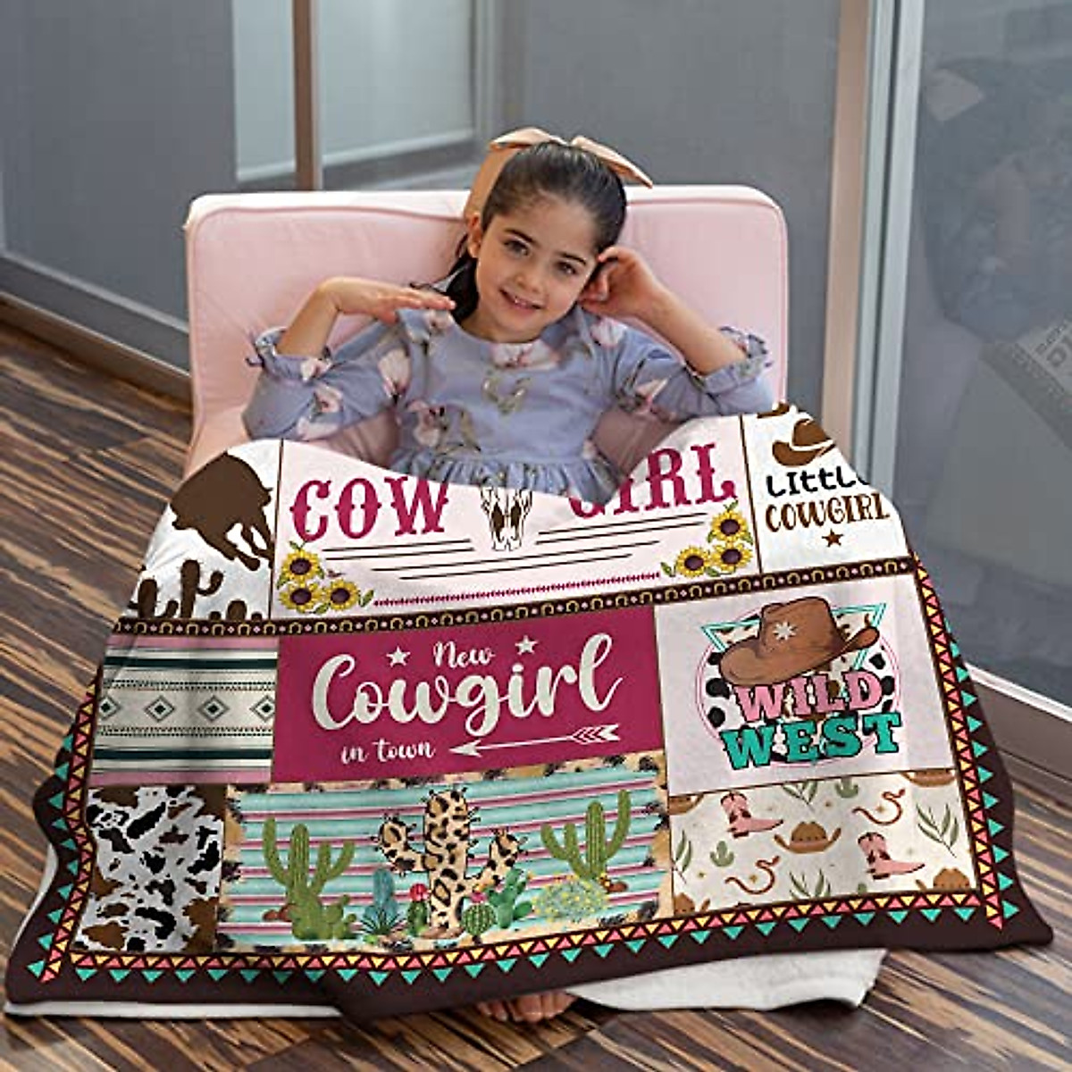 MUCHNEE Cowgirl Baby Blankets 30'' x 40'' for Girls, Western Blankets for Baby Kids, Newborn Baby Parents Gift, Baby Girls Blanket, Pink Blanket, Blanket Décor for Nursery, Baby Birthday Gifts