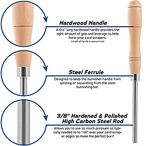 Fulton Scraper Burnisher with 6 Piece Multi-Shaped Scraper Set 3 Rectangle 1 Beveled 1 Curved (Convex and Concave) and 1 Gooseneck Scraper