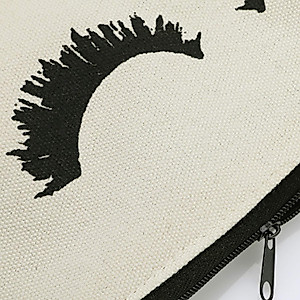 PHOGARY 6PCS Canvas Makeup Pouch, Cosmetic Bag Bulk Travel Make Up Pouch Toiletry Case with Zippered Pocket for Women (Eyelash Pattern) Cream