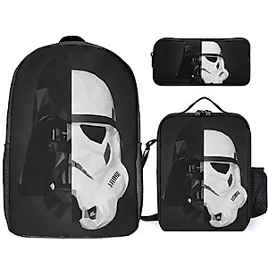 Fevedeco Stormtroper Cartoon Backpack Set 3 Pack Anime Junior Primary Schoolbag Lunch Box Pencil Case for Kids Shoulder Bags 17 Inch 3Pcs