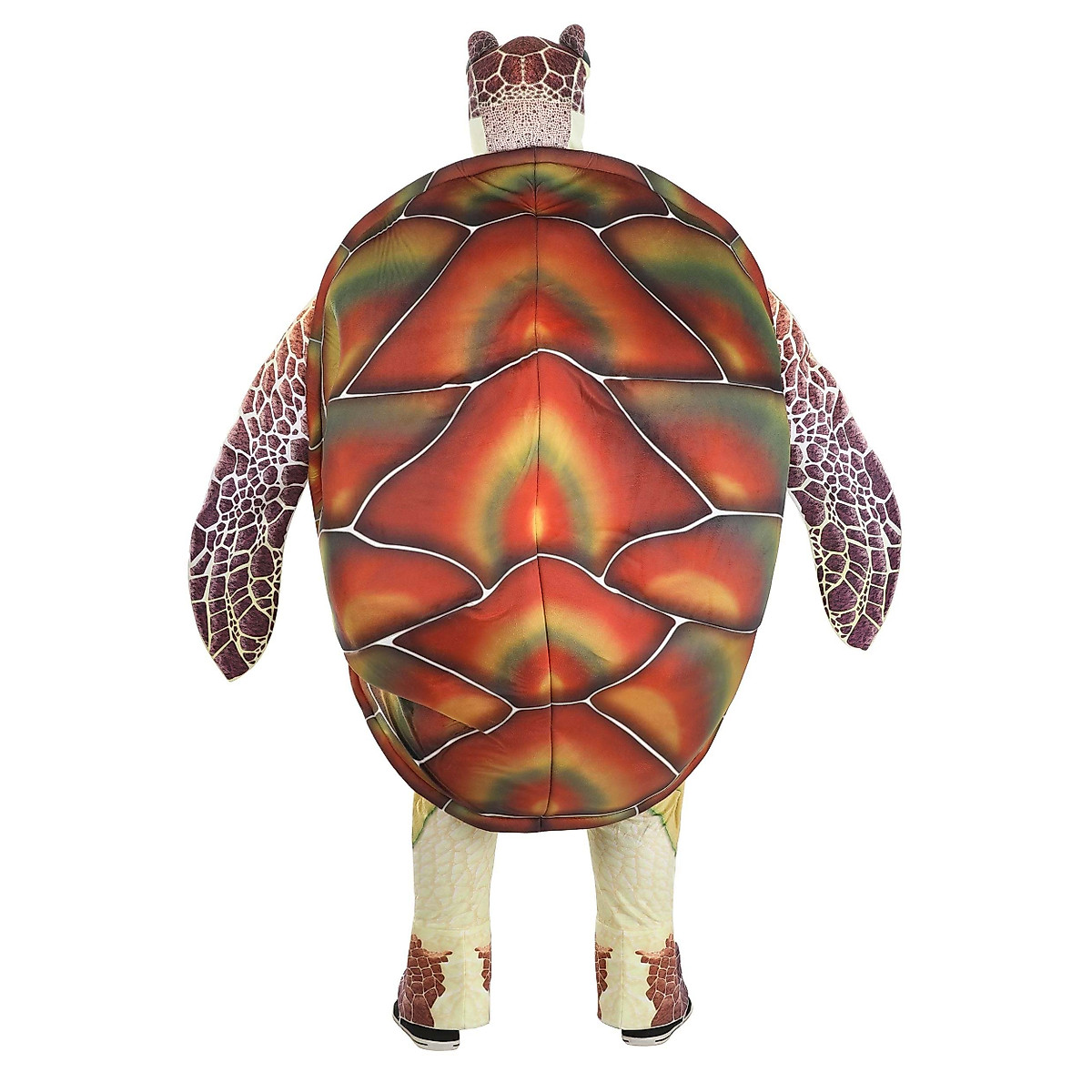 Adult Plus Size Sea Turtle Costume Unisex, Hooded Ocean Animal Halloween Bodysuit 4X Orange