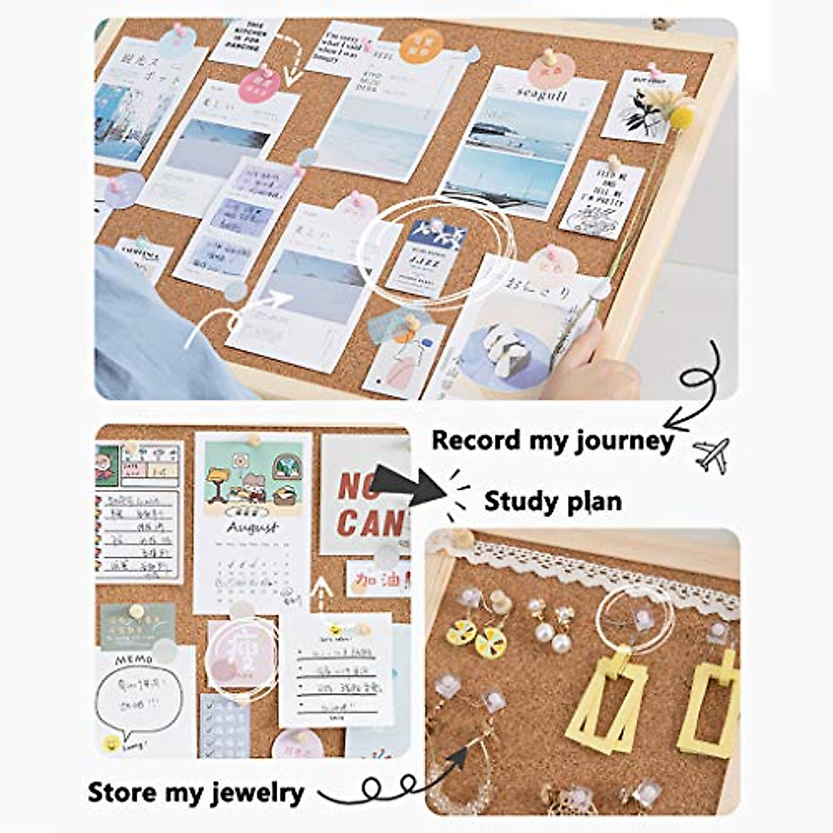 Cork Board Photo Wall, Desktop Message Board, Home Wall Hanging pin Board, Bulletin Board Display Board（15.7x11.8 in）