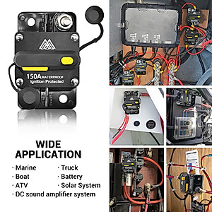 [Full Load Rating] 150 Amp Circuit Breaker Box for Trolling Motor Marine Boat ATV Vehicles Stereo Audio Solar Battery System with Manual Reset Inline Fuse IP67 Waterproof 150a Breaker 12-48V DC