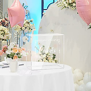 Clear Acrylic Wedding Card Box, Large DIY Card Box Blank No Print for Wedding Reception, Graduation Party, Bridal Shower, Keepsake Party Favor, Cosmetic Home Decor (10 x10 x 5.5 Inch)