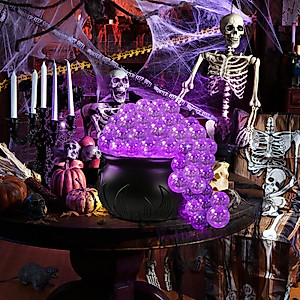 Halloween Decorations Indoor,Bubbling Cauldron Set,Black Plastic DIY Bubble Bowl Party Decoration with Clear Ball Ornaments for Home Party Decor
