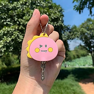 CheeseandU 6Pack Cute Daisy Flower Carrot Silicone Key Cover PVC Rubber Lovely Cat Paw Pink Dinosaur Key Cap Keychain Key Holder Key Ring Women Bag Phone Charm Accessory Friends Kids Gift