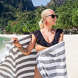 Arkwright Oversized California Beach Towels - (Pack of 4) Absorbent, Quick Drying, Ringspun Cotton Pool Towel, Perfect for Hotel, Spa Hot Tub, and Bath, 30 x 70 in, Grey