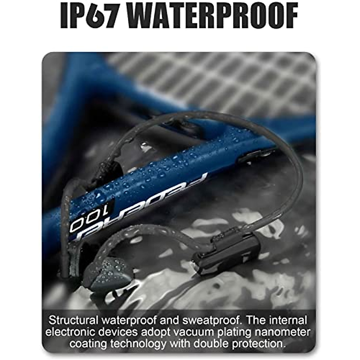 LIBMING Bone Conduction Headphones for Swimming, IPX6 Open-Ear Wireless Sport Earphones Headset for Running, Diving Water, Gym, Spa，Black