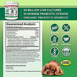 Vital Planet - Flora Dog Probiotic Powder Supplement with 20 Billion Cultures and 10 Strains, High Potency Immune and Digestive Support Probiotics for Dogs, 7.84 oz., 222 Grams, 60 Servings