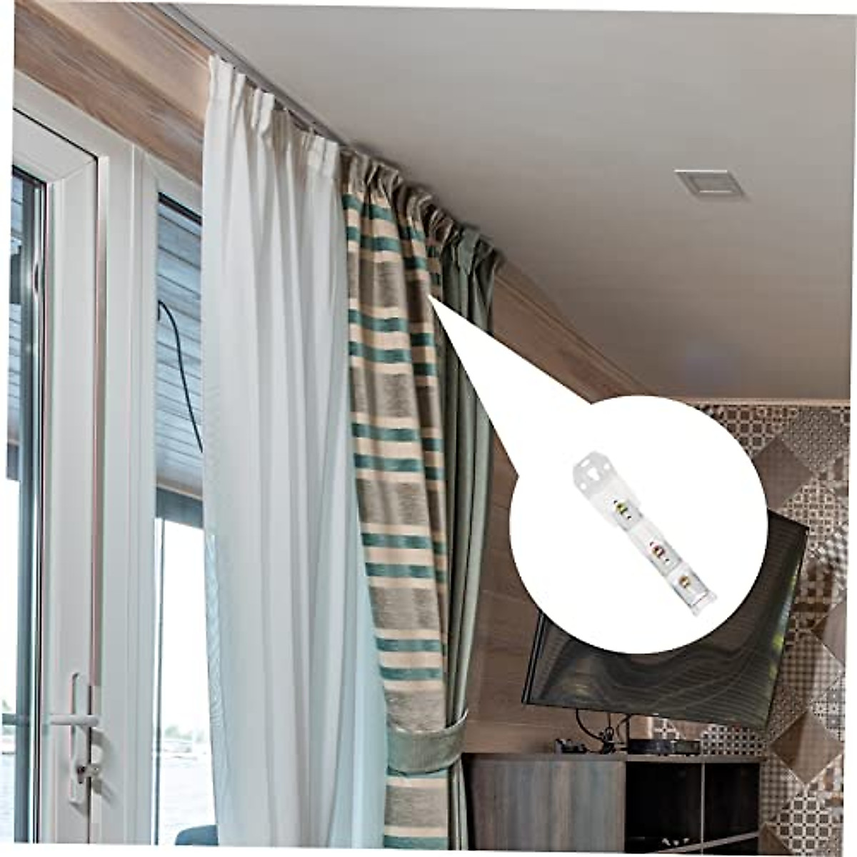 VOSAREA 6pcs Curtain Fixing Accessories Ceiling Track Ceiling Mount Metal Brackets Metal Stand Metal Shower Curtain Hooks Curtain Rods Holders Shower Curtain Holders Curtain Fixing Tools