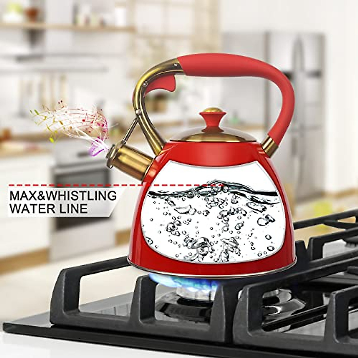 Tea Kettle -2.9 Quart Tea Kettles Stovetop Whistling Teapot Stainless Steel Tea Pots for Stove Top Whistle Tea Pot