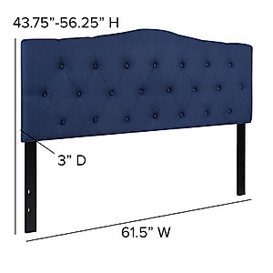 Flash Furniture Cambridge Tufted Upholstered Queen Size Headboard in Navy Fabric