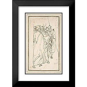 ArtDirect Cesare Nebbia 12x18 Black Modern Frame and Double Matted Museum Art Print Titled - Moses and Other Figures (1570-80)
