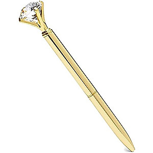 Onwon 6 Pieces Big Crystal Diamond Pens Gold Metal Ballpoint Pens & 3 Pieces Ballpoint Pen Refills in Black Ink