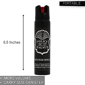 POLICE MAGNUM Large Pepper Spray 5 ounce Canister-16ft Range- Portable Self Defense Security- 5oz Twist Lock (Red)