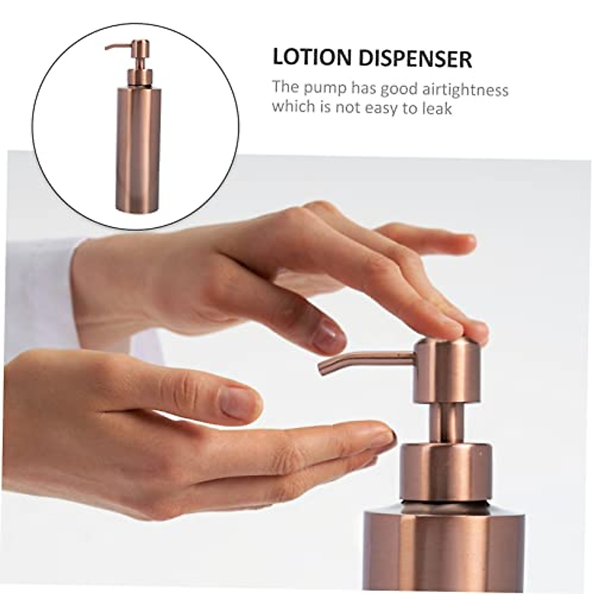 BETOOKY 304 Press Pump Bottles Gold Soap Dispenser Empty Liquid Bottle Foaming Soap Pump Lotion Dispenser Pump Travel Shampoo Bottle Emulsion Dispenser Filling Rose Gold Stainless Steel