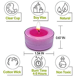 Kenking Lilac Scented Tealight Candles, 30 Packs Hot Pink Soy Wax Tea Lights, 4-5 Hour Burn Time for Dinner Table Holiday Parties