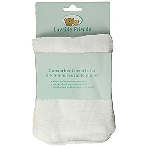Luvable Friends 2 Count Absorbent Inserts for All-in-One Reusable Diaper, White