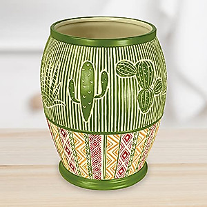 Destinations Cactus Waste Paper Basket, Wastebasket, Olive