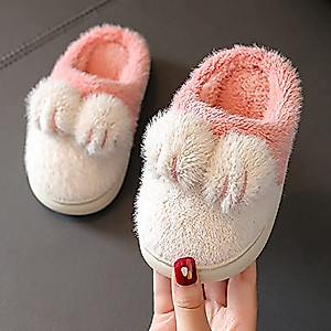 Kids Cotton Slippers Girls Boys Memory Foam Comfy House Slippers Bedroom Home Slippers Winter Warm Indoor Shoes Kids Girl (Pink, 11-11.5 Years Big Kids)