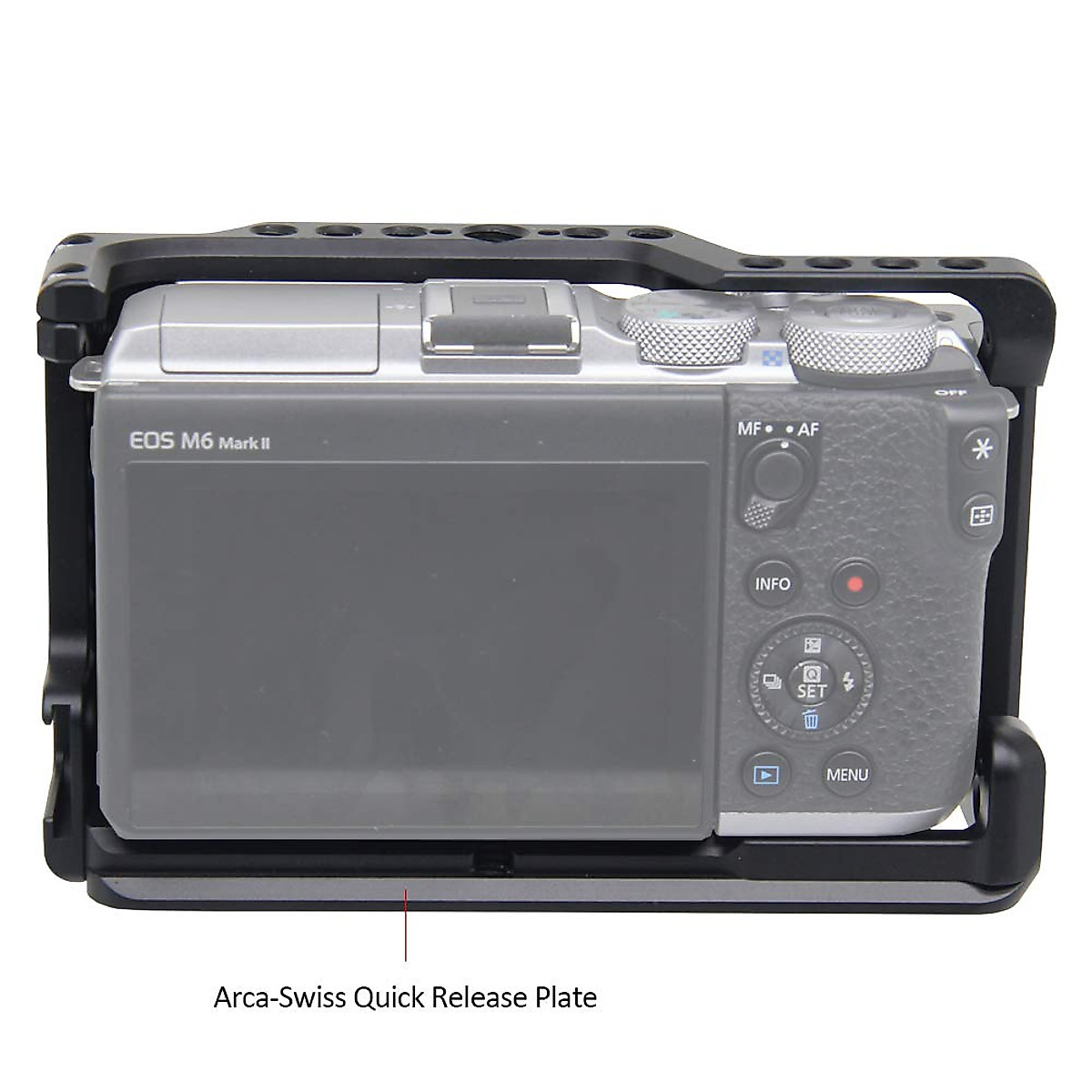 Easy Hood Camera Cage for Canon EOS M6 Mark II Mirrorless Digital Camera, Vlogging Video Shooting Filmmaking Rig Stabilizer with Cold Shoe 1/4" Thread Holes & 3/8" Locating Hole