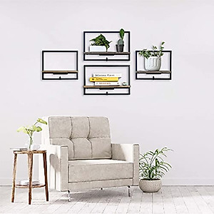 Cocoyard Modern Farmhouse Floating Shelf, Set of 2. Design You Home with This Wall Rack Set. Perfect for Livingroom Bedroom Bathroom. Great Gift Ideas (Black, 17.7" W x 4.9" D x 11.2" H)