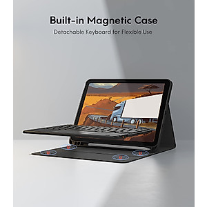 CHESONA For iPad 10th Generation Case with Keyboard (10.9", 2022), 7 Color Backlight, Multi-Touch Trackpad, Flip Stand Case with Pencil Holder, 2 Bluetooth Channels for iPad 10th 10.9 inch 2022, Black