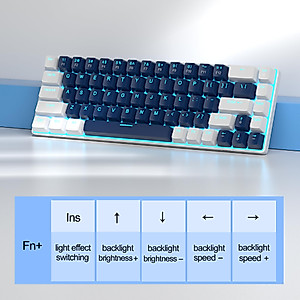 MageGee Portable 60% Mechanical Gaming Keyboard, MK-Box LED Backlit Compact 68 Keys Mini Wired Office Keyboard with Blue Switch for Windows Laptop PC Mac - Blue/White