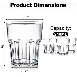 Tebery 8 Pack Plastic Tumblers Reusable Cups, 8Oz Drinking Water Juice Cups, Stackable, BPA-Free