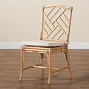Baxton Studio Rio Dining Chair, One Size, White/Natural Brown