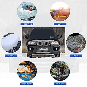 Kayme Windshield Snow Cover, Winter Car Window Covers All Weather Water Snow, Ice, Frost, Dust, Sun Protection with Side Mirror Covers, Fits Most Cars, Trucks, Vans, SUVs Etc. (75 x 57 Inches)
