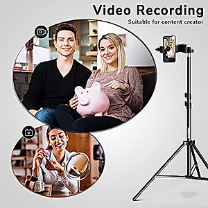 Dazzne Phone Tripod Stand, Adjustable from 27" to 80", Cell Phone Tripod with Phone Holder and Ball Head, Fits DSLR Camera, Suitable for Video Recording, Vlogging, Filming, Photography