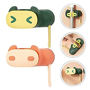 Alipis 2pcs Garage Laundry Kitchen Rack Hanger Hole-Free Duty Broom Hooks Organizers Handle Cartoon Supplies Plastic Holder Hotel Nail Tool Clip Restaurant Hook Garden Mop Punch Rake