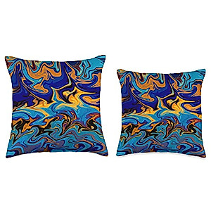 Abstract Art Paint Dripping Trippy Cases Trippy Abstract Paint Drip Acid Oil Spill 70's Look Throw Pillow, 18x18, Multicolor