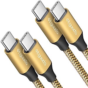 etguuds Gold USB C to USB C Cable 6ft, 2-Pack, 60W USBC to USBC Cord, Type C to C Charger Cable Fast Charging for iPhone 16/15 Pro Max/Plus/Pro, for MacBook Pro Air/iPad, for Samsung Galaxy S24 S23