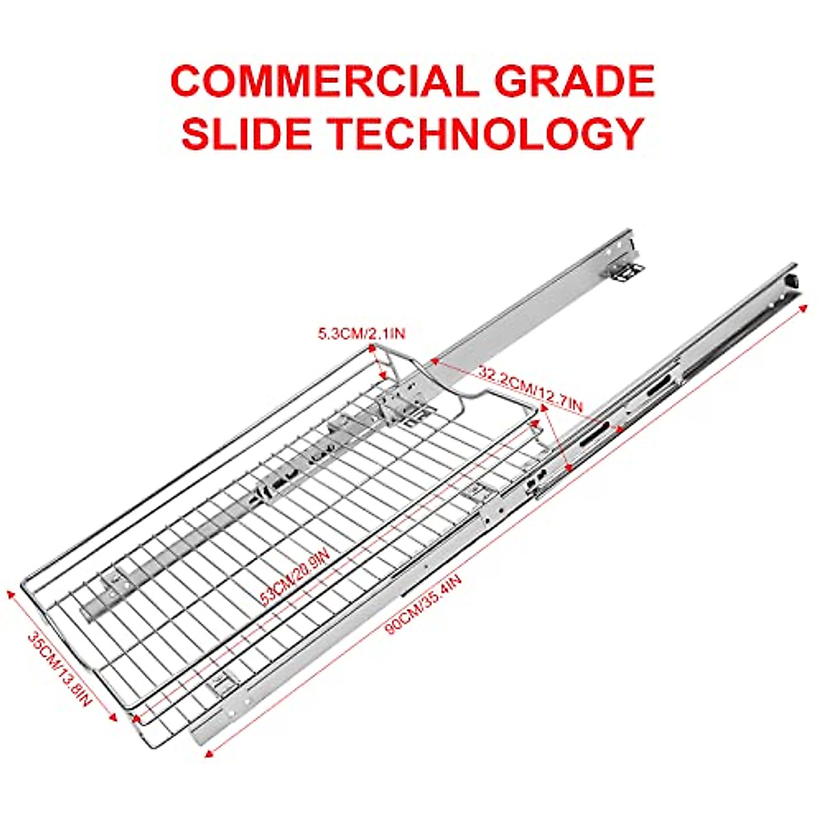 SITE Pull Out Cabinet Organizer 14" W x 21" D Heavy Duty Under Kitchen Cabinet Sliding Shelf,Requires At Least 15” Cabinet Opening, Chrome Finish