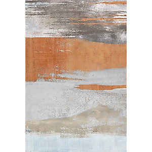 Eroyat Modern Indoor Slim Area Rug,5x7 Feet Large Living Room Bedroom Rug,Light Luxury Entryway Kitchen Rug,Non-Slip and Non-Shedding Low Pile Easy to Clean Home Decor,Gray-Orange