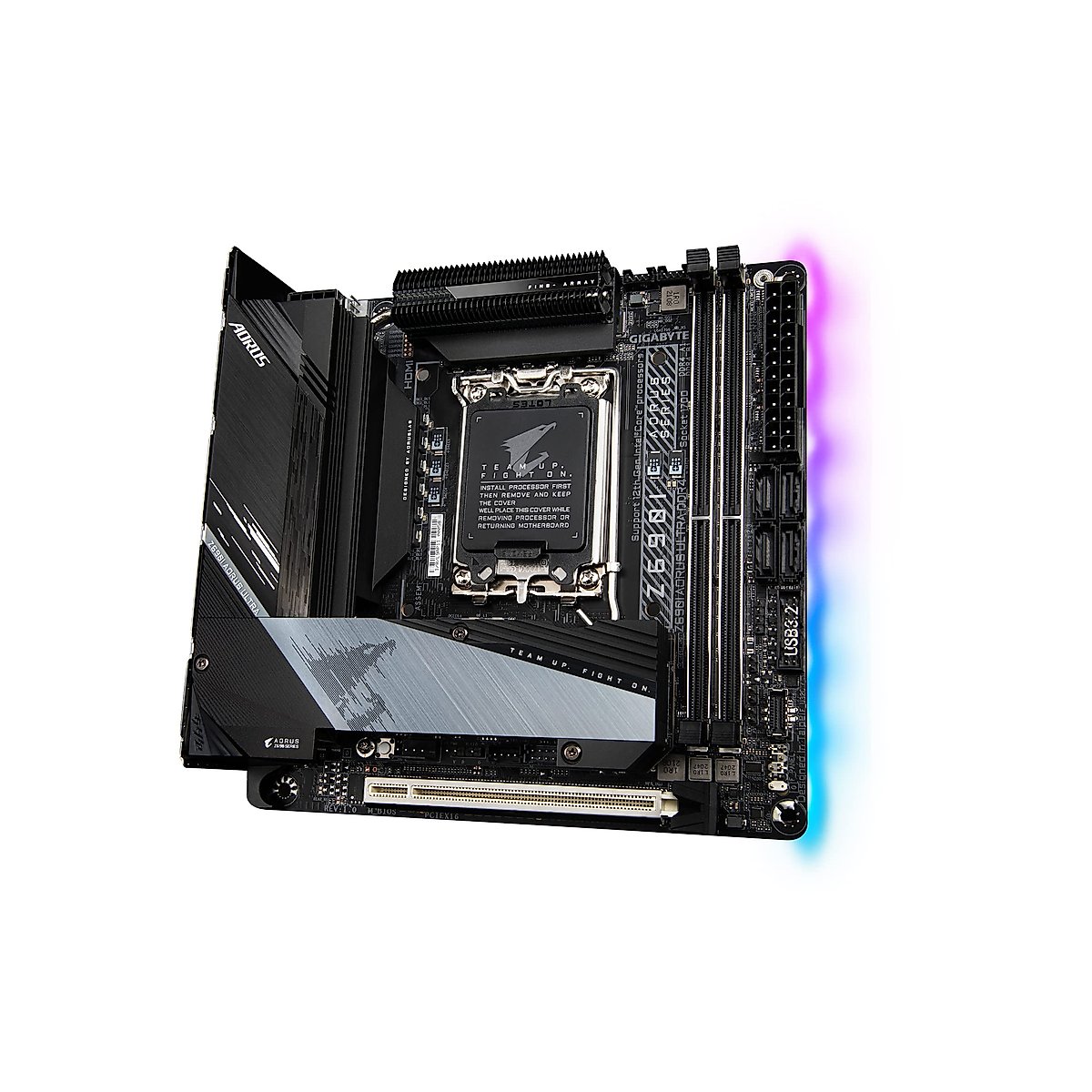 GIGABYTE Z690I AORUS Ultra DDR4 (LGA 1700/ Intel Z690/ Mini-ITX/ DDR4/ Dual M.2/ PCIe 5.0/ USB 3.2 Gen2X2 Type-C/WiFi 6/ Intel 2.5 GbE LAN/Gaming Motherboard)