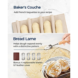 Lorzon Banneton Proofing Basket Set of 2, 10 Inch Round & Oval Cane Bread Proofing Baskets with Sourdough Bread Baking Supplies, Bread Making Kit