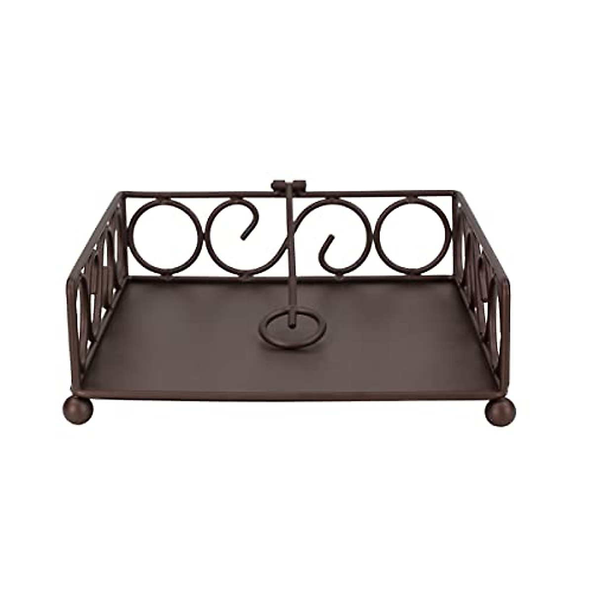 Napkin Holder For Table, By Home Basics (Bronze) | Napkin Holders For Kitchen | Scroll Design Table Napkin Holder with Stopper Medium