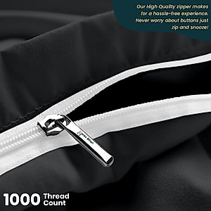 Banke Bihari Collection 1000 TC Dark Grey Solid Twin XL Duvet Cover + 2 Matching Pillowcase Pure Egyptian Cotton with Zip Closure & Corner Ties