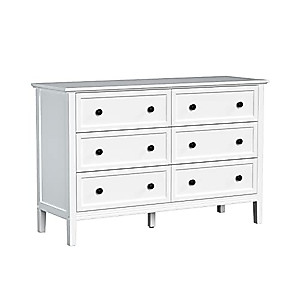 CARPETNAL White Dresser, Modern Dresser for Bedroom, 6 Drawer Double Dresser with Metal Handles, Dresser for Hallway, Entryway