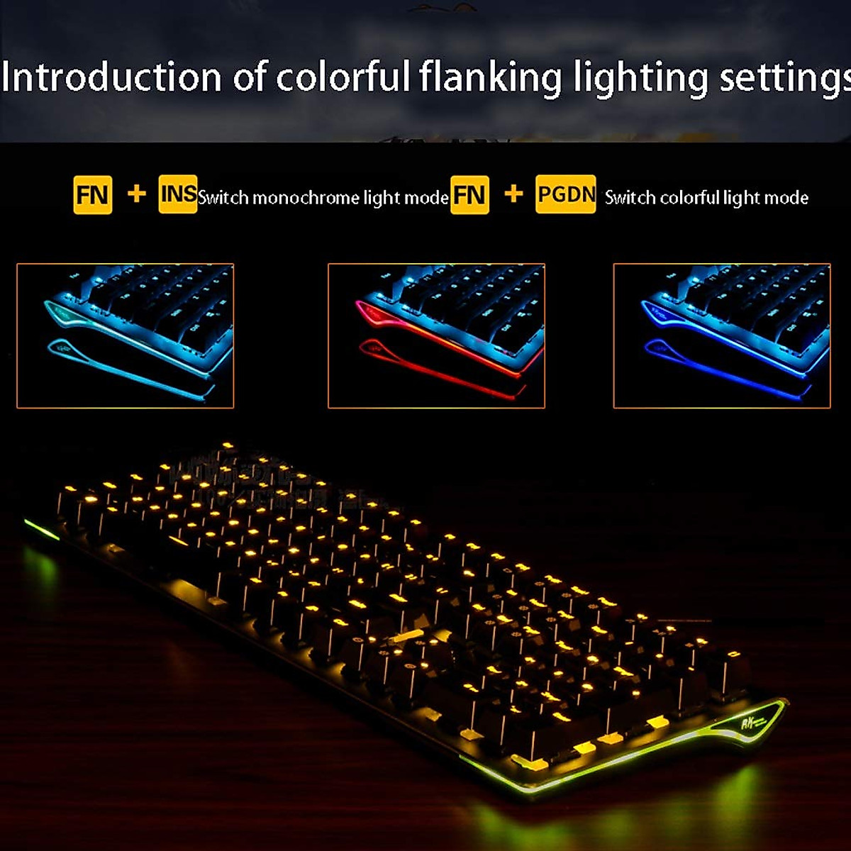 ARCH Wired Gaming Keyboard with Detachable Wrist Rest 108 Keys Mechanical Keyboard and Mouse Combo for Windows, iOS, Android, Computer Desktop PC Laptop (Color : C, Size : Black Shaft)