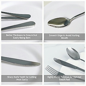 24-Piece Stainless Steel Cutlery Service for 6, Mirror Polished Tableware with Dinner Fork, Steak Knife, Dinner Spoon & Salad Spoon, Dishwasher Safe, Suitable for Dinner, Banquet, Parties