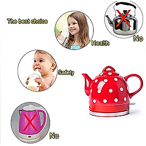 SieHam Kettles,Cordless Water Teapot, Teapot-Retro 1L Jug, 1000W Water Fast for Tea, Coffee, Soup, Oatmeal-Removable Base, Automatic Power Off,Boil Dry Protection/Red