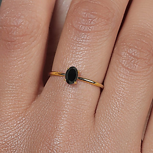 Gem Stone King 10K Yellow Gold 6X4MM Oval Gemstone Birthstone Engagement Ring | Solitaire Wedding Engagement Anniversary Promise Gold Ring For Women