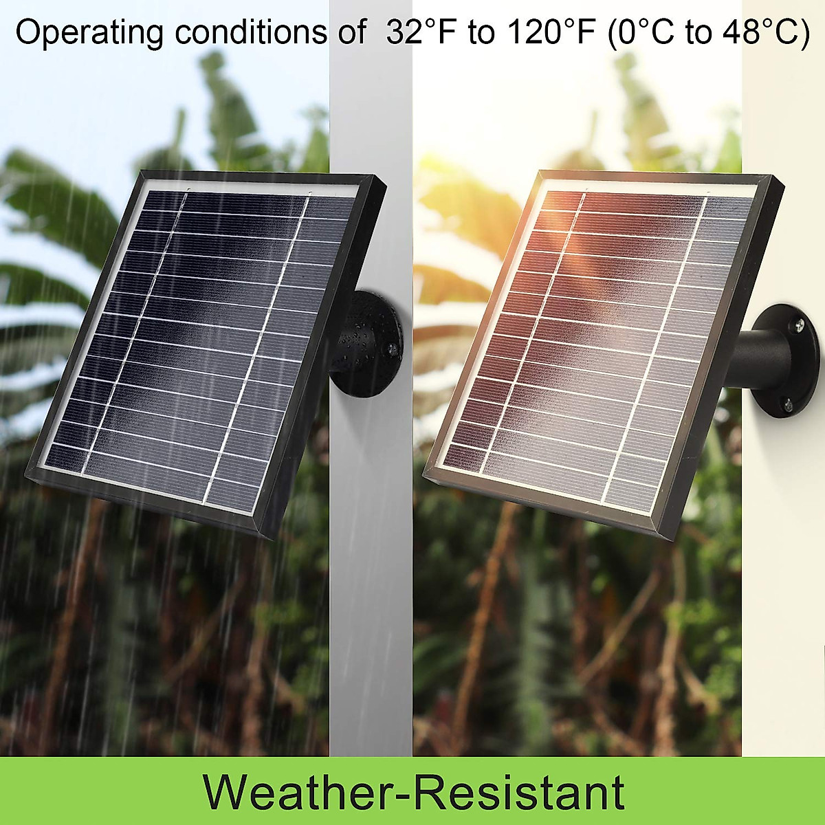 Updated Version Uogw 2 Pack Solar Panel Charge Compatible with Blink Outdoor (3rd Gen)/Blink XT/XT2 Outdoor Camera,with Internal 2500mAh Rechargeable Battery,Weather-Resistant Aluminium Alloy-Black