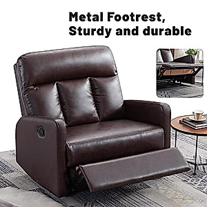 ANJ Oversized Recliners 34'' Extra Wide Recliner Chair Big Man Recliner Large Faux Leather 2-Seater Recliners Roomy Manual Reclining Chairs for Living Room, Perfect for Pups to Sit Together, Brown