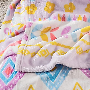 Whale Flotilla Flannel Fleece Throw Blanket for Couch/Sofa/Chair, Plush Soft Warm Blanket with Printed Geometry Pattern, 50"x70", Cute Pink
